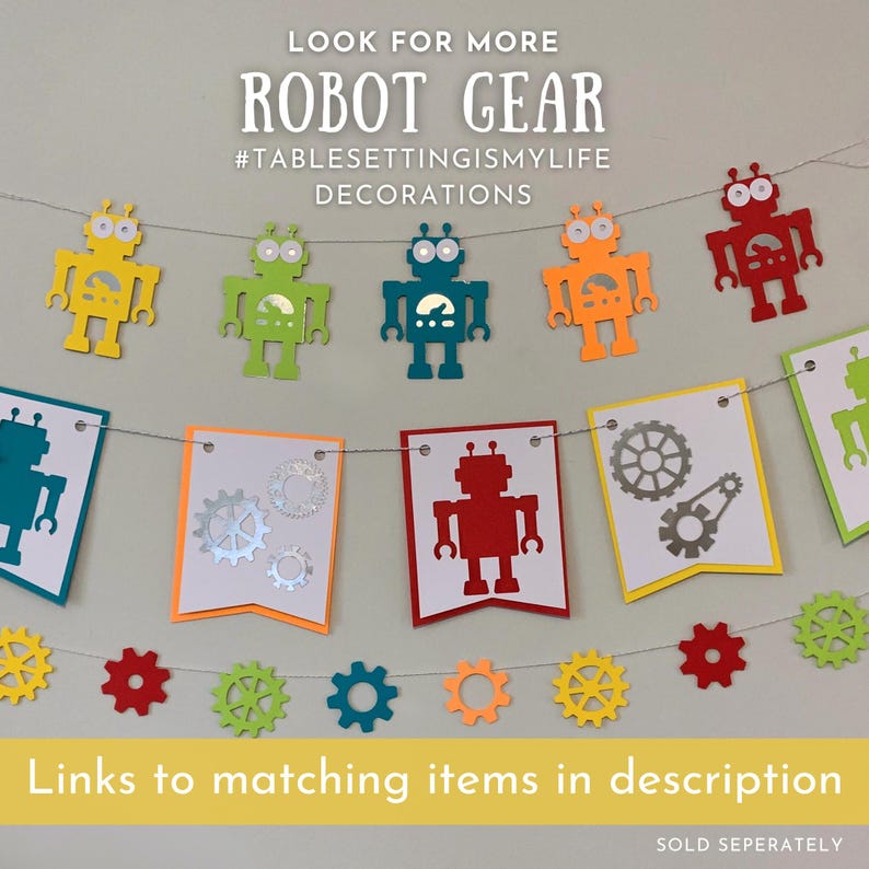 Robot and Gear Party Decoration Bundle - Red, Blue and Silver - Etsy