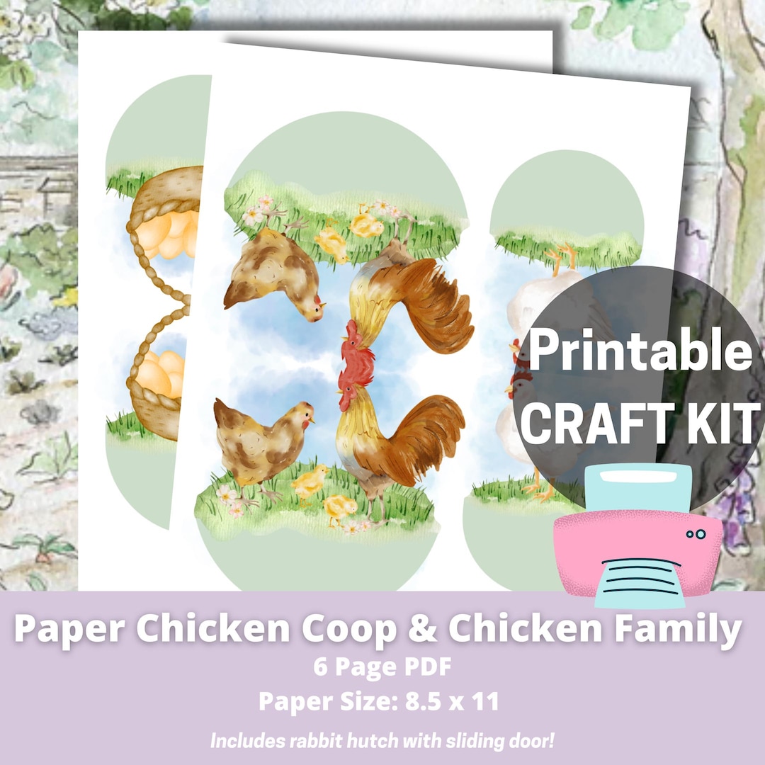 Paper Chicken Coop & Chicken Family Craft Set - Digital Download Art ...