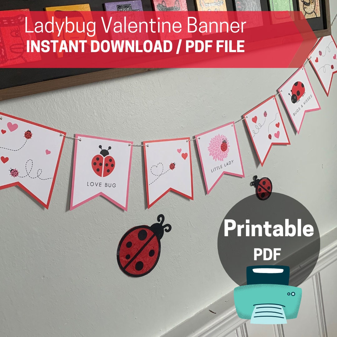 Love Bug Ladybug Banner INSTANT DOWNLOAD - Etsy