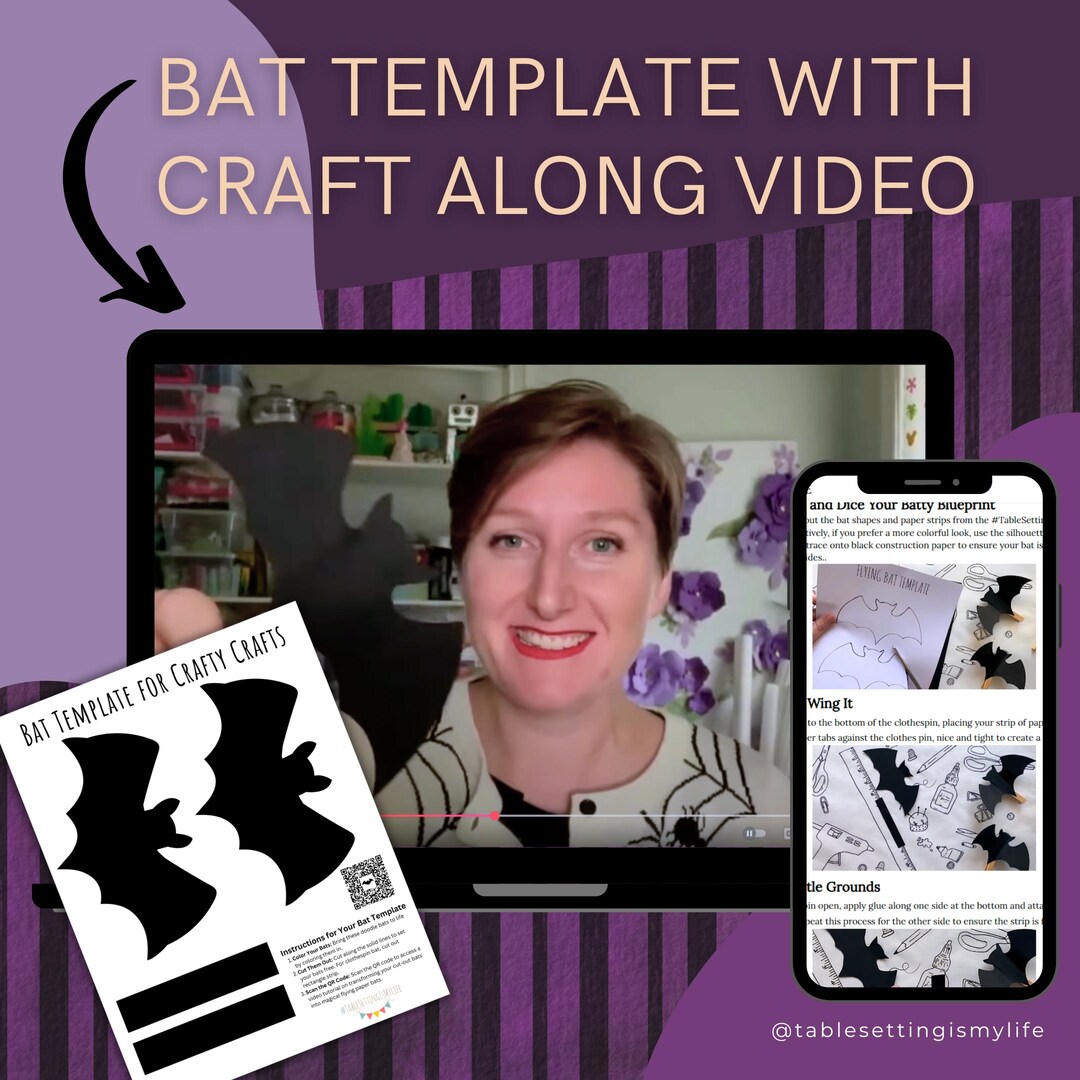 Black Bat Template for Kids Crafts - Digital Download PDF - Etsy