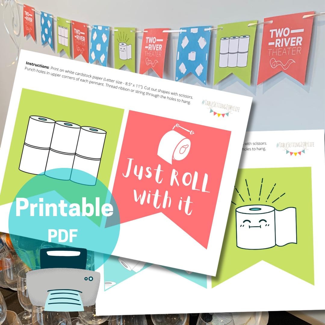 Printable Toilet Paper Banner INSTANT DOWNLOAD, Just Roll With It - Etsy
