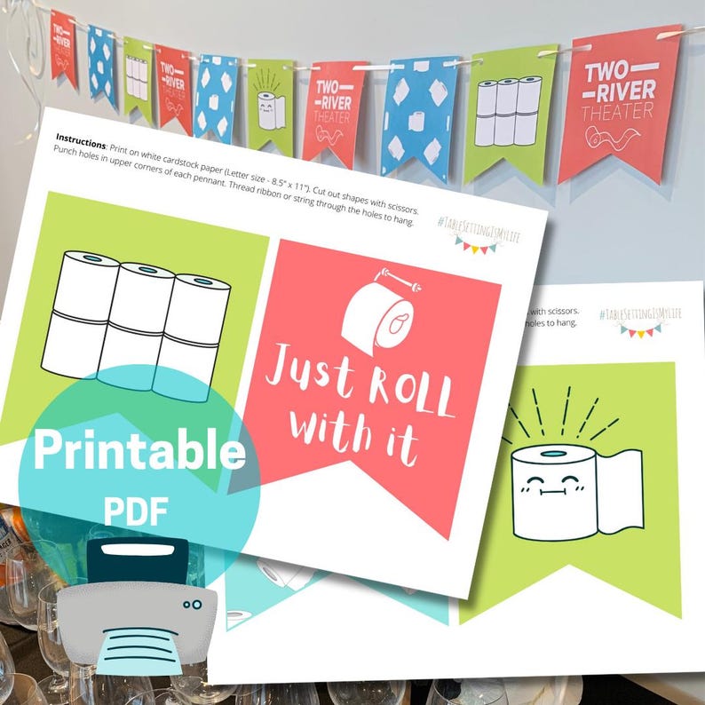 Printable Toilet Paper Banner INSTANT DOWNLOAD, Just Roll With It - Etsy UK