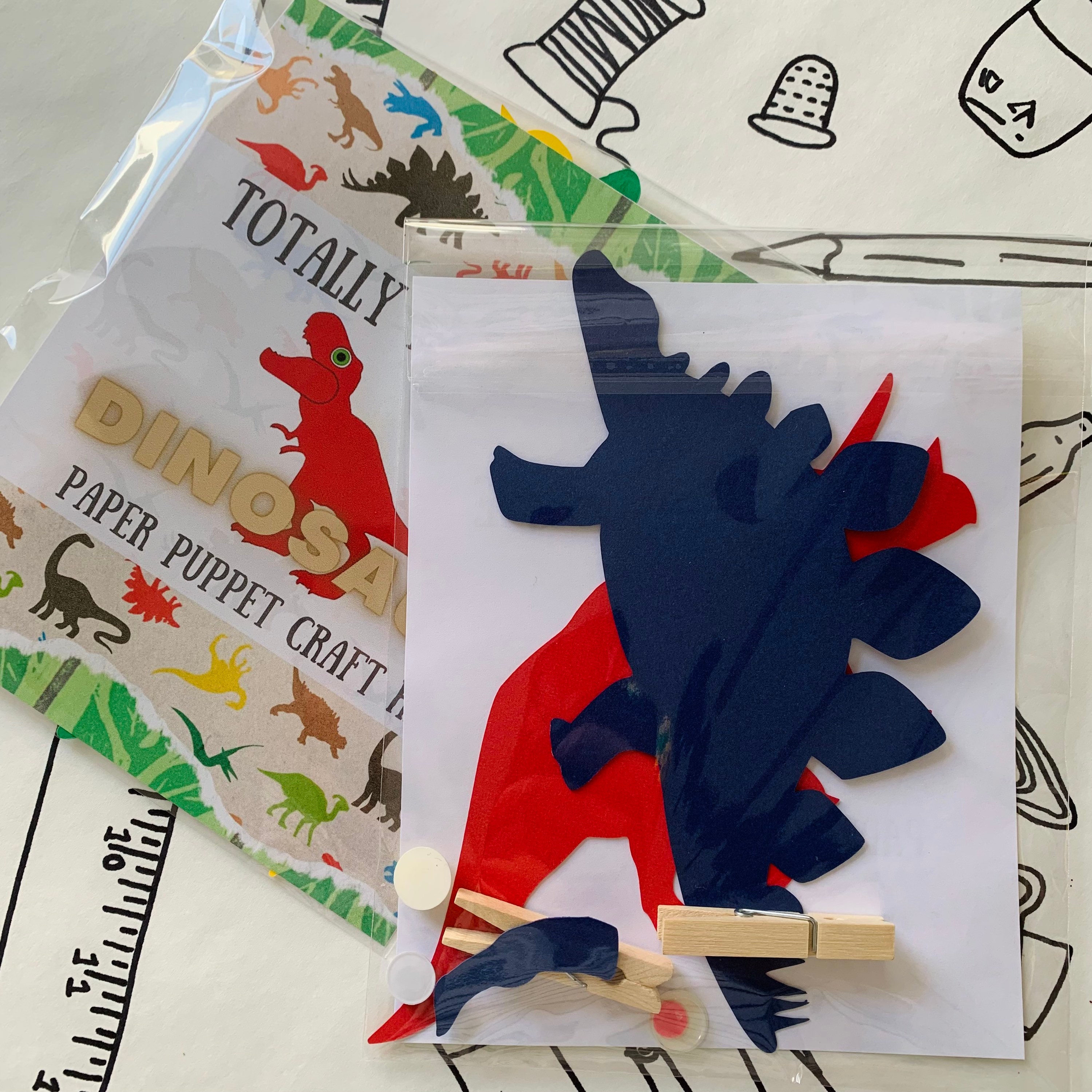 Dinosaur Paper Puppet Craft Kit Party Favor Packaging DINO | Etsy