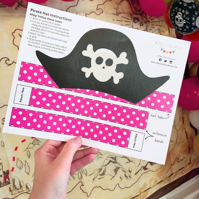 Pink Polka Dot Pirate Hat - Printable Instant Download - Etsy