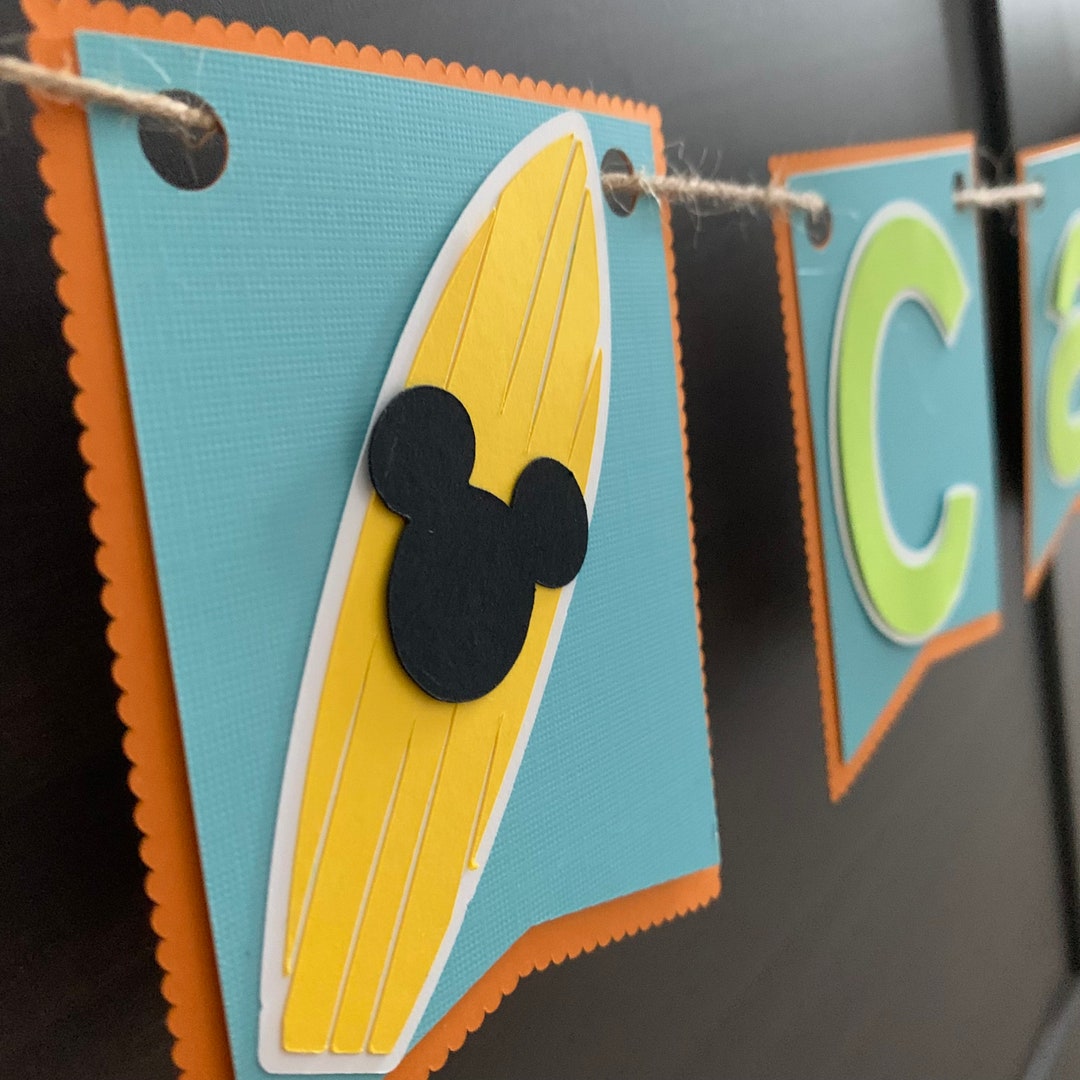 Personalized Surfer Mickey Name Banner Party Decorations - Etsy