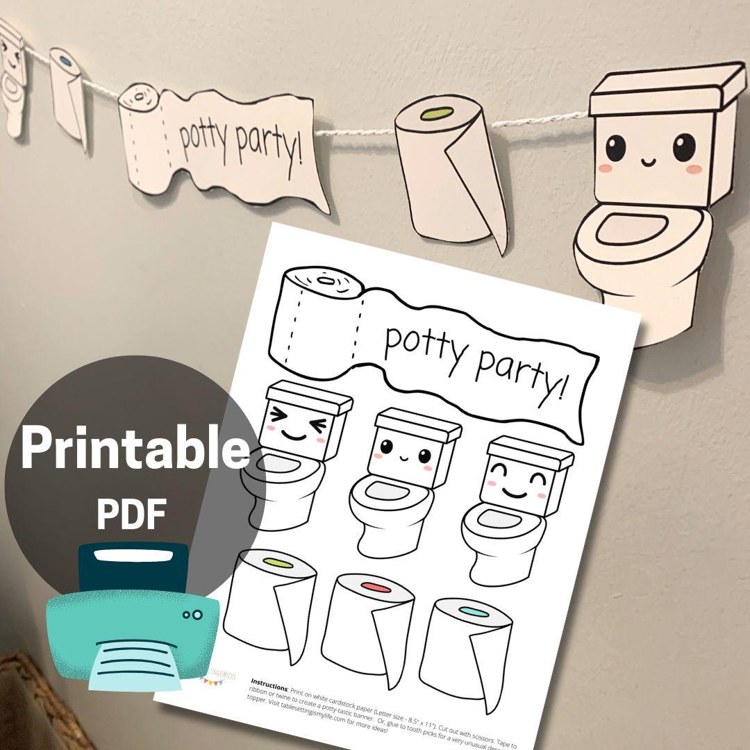 Printable Potty Party INSTANT DOWNLOAD, Just Roll With It - Etsy