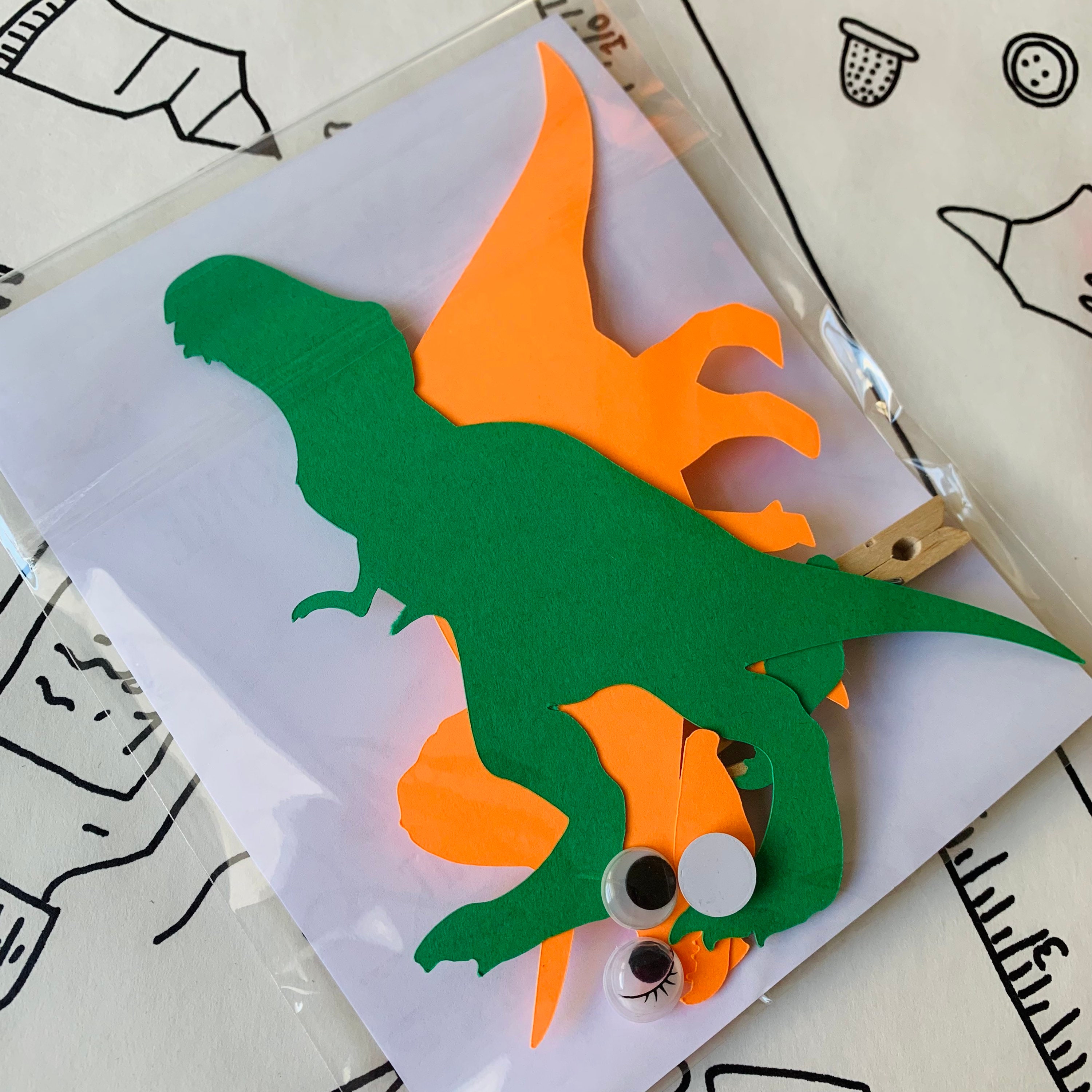 Dinosaur Paper Puppet Craft Kit Party Favor Packaging DINO | Etsy
