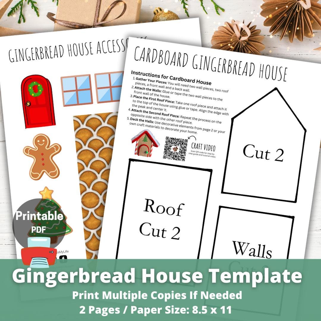 Cardboard Gingerbread House Craft Template - INSTANT DOWNLOAD With ...