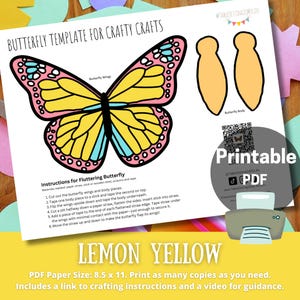 DIY Fluttering Butterfly Craft, 4 Bright Designs - Digital Download ...