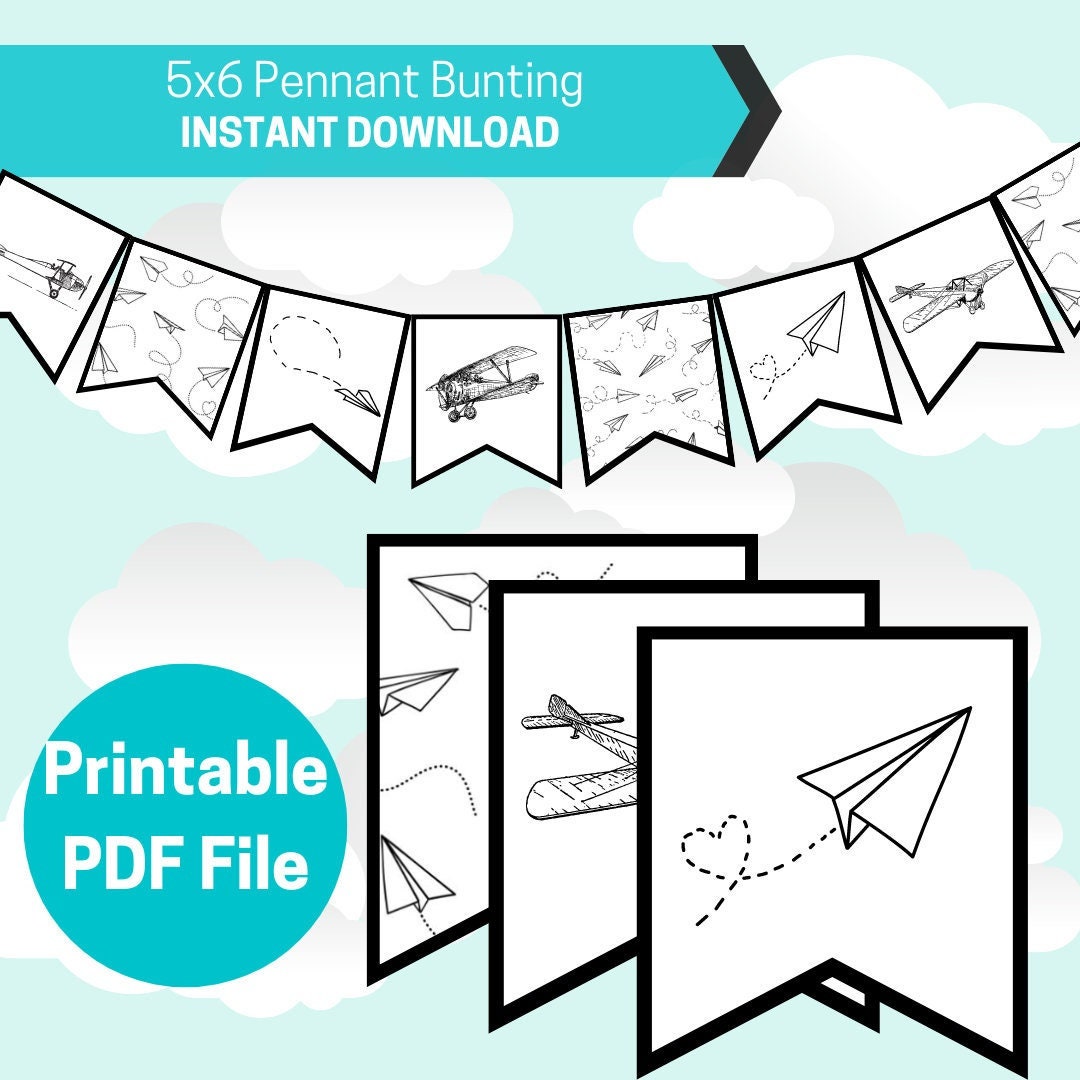 Paper Airplane, Vintage Airplane Banner INSTANT DOWNLOAD - Etsy