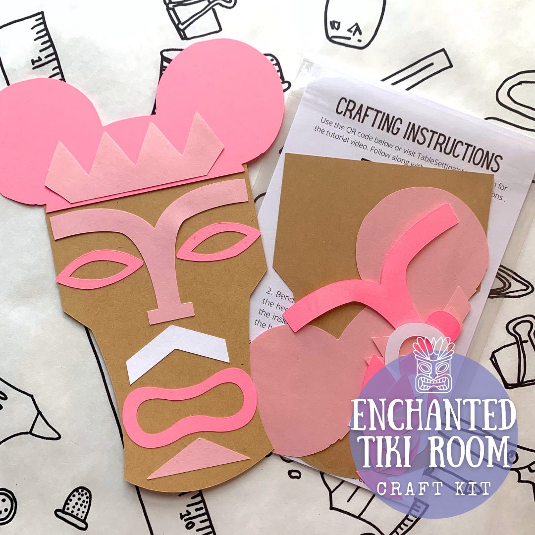 Enchanted Tiki Room Themed Tiki Mask Craft Kit - Pink Baby Shower - Etsy