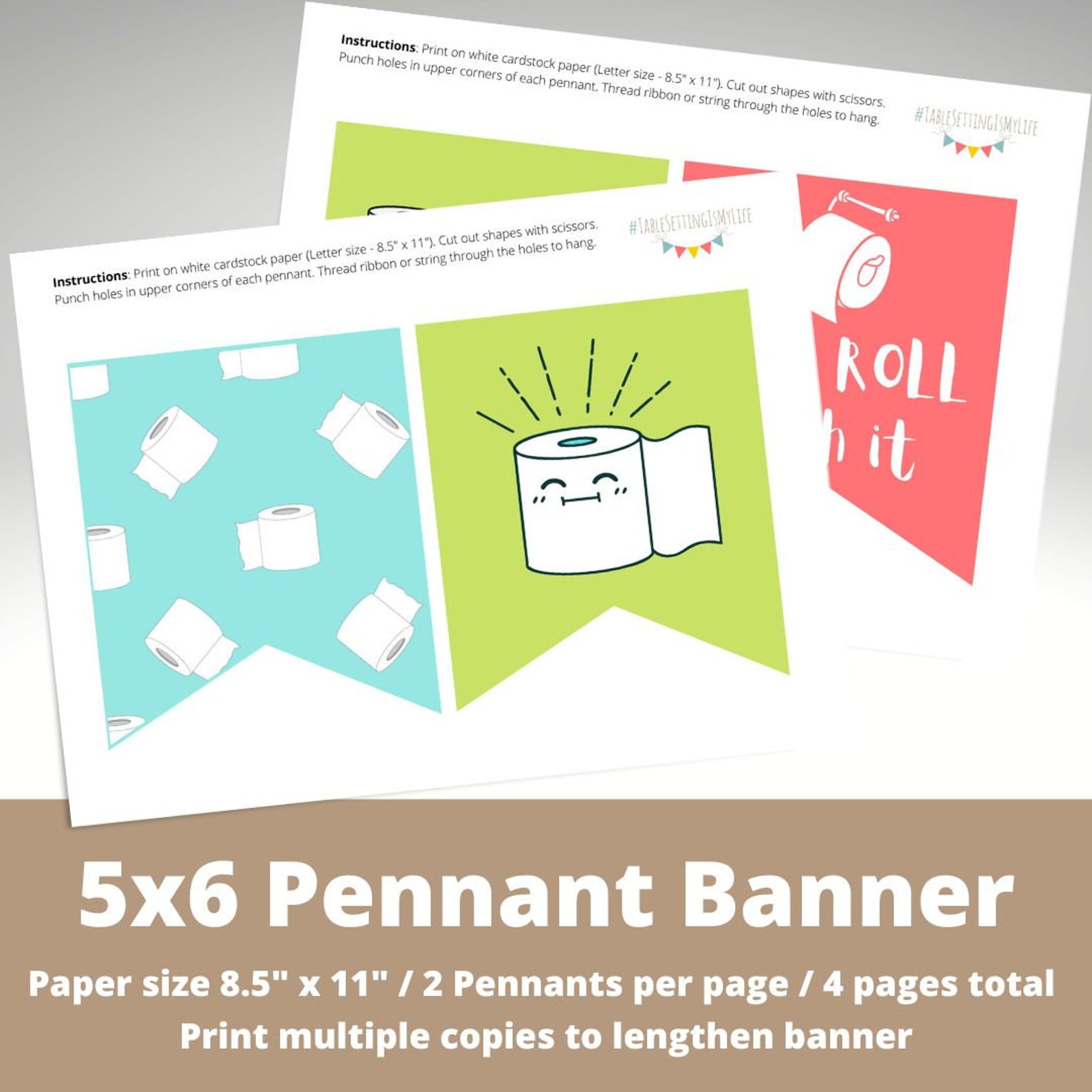 Printable Toilet Paper Banner INSTANT DOWNLOAD Just Roll With - Etsy