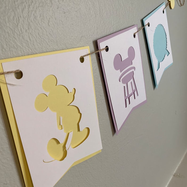 Disney World Banner Pastel MICKEY WDW Paper Decorations - Etsy
