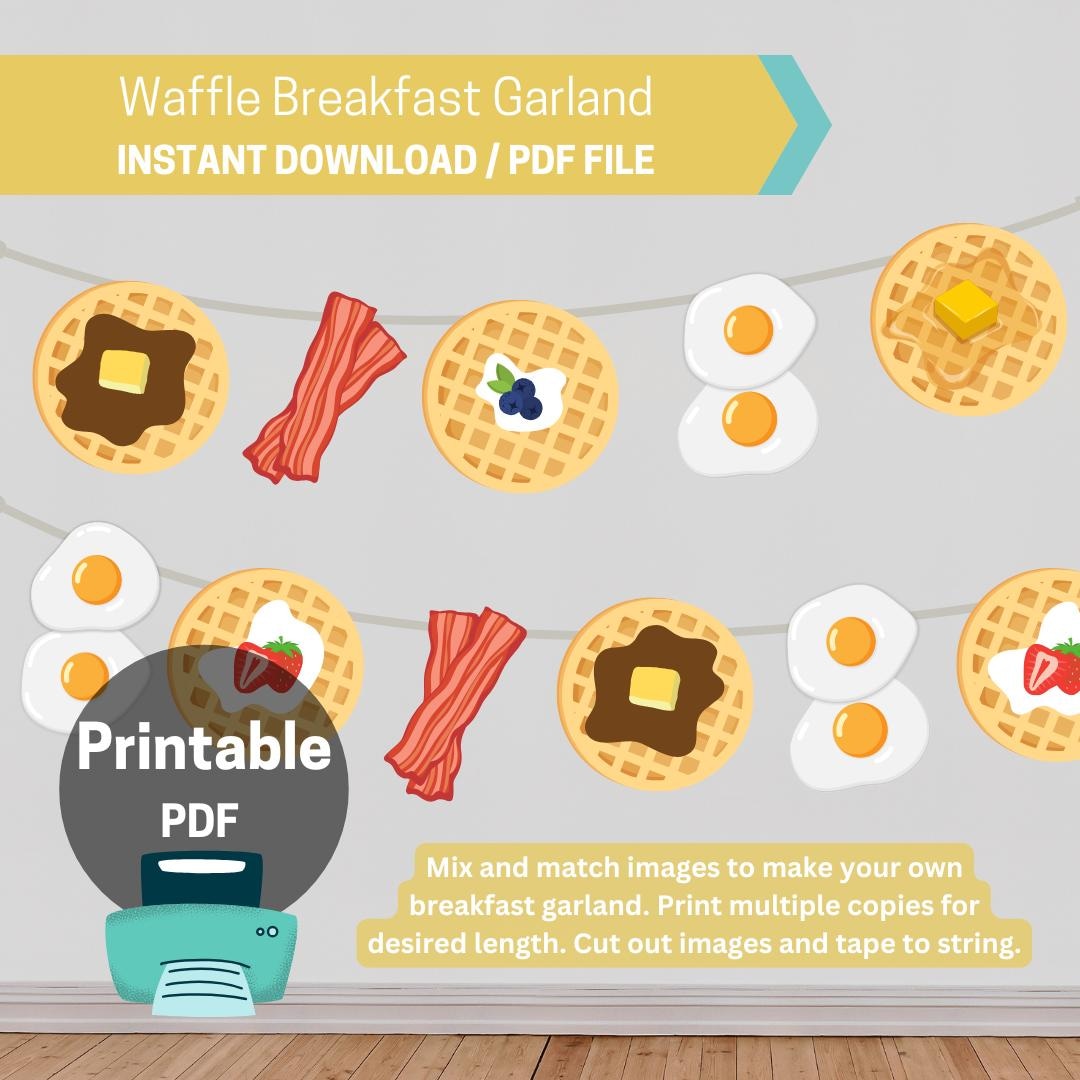 Waffle Breakfast Garland, Instant Download - PDF File - Etsy