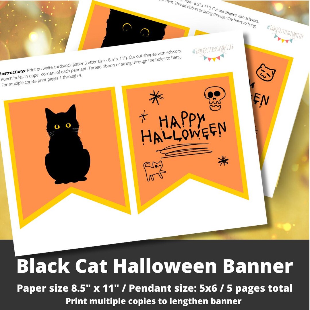 Black Cat Halloween Banner INSTANT DOWNLOAD - Etsy