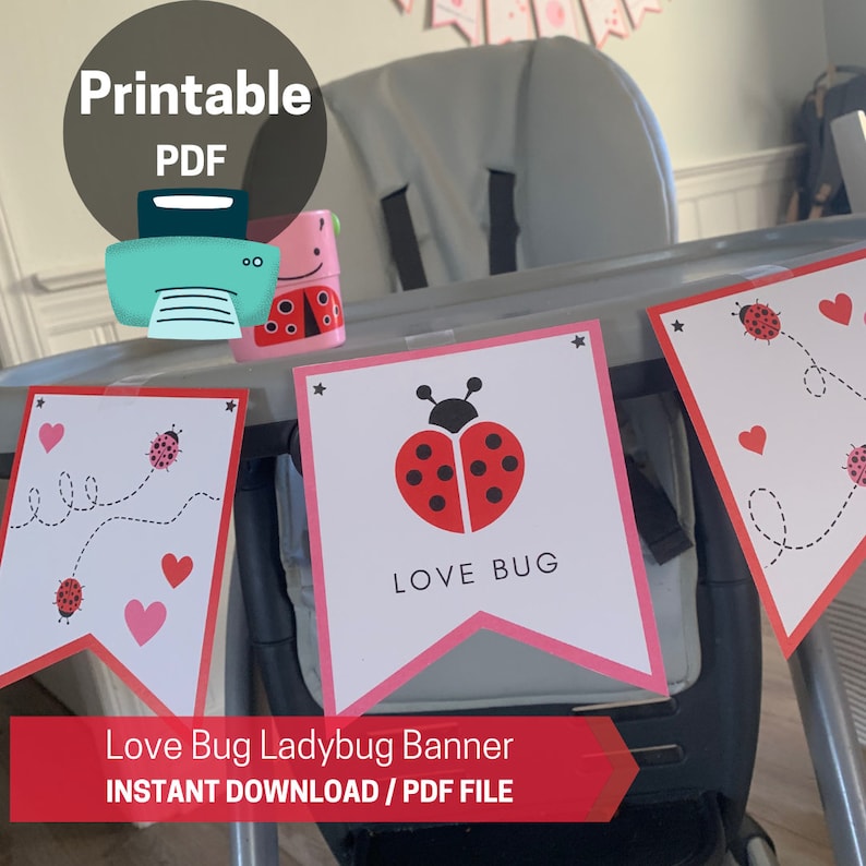 Love Bug Ladybug Banner INSTANT DOWNLOAD - Etsy