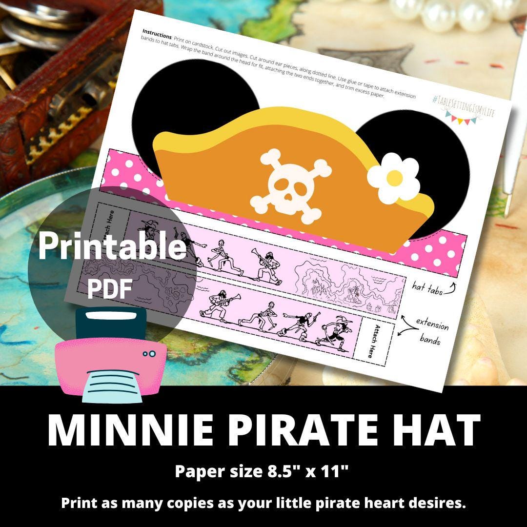 Minnie Polka Dot Pirate Hat Printable Instant Download - Etsy