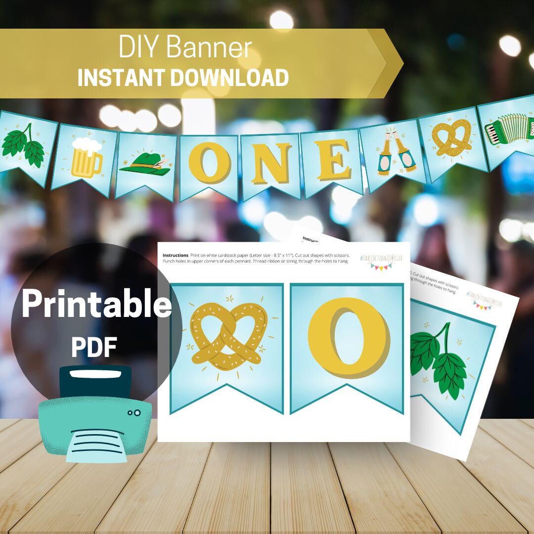 ONE Beer Themed Banner INSTANT DOWNLOAD, Hops Brewery, Onetoberfest - Etsy