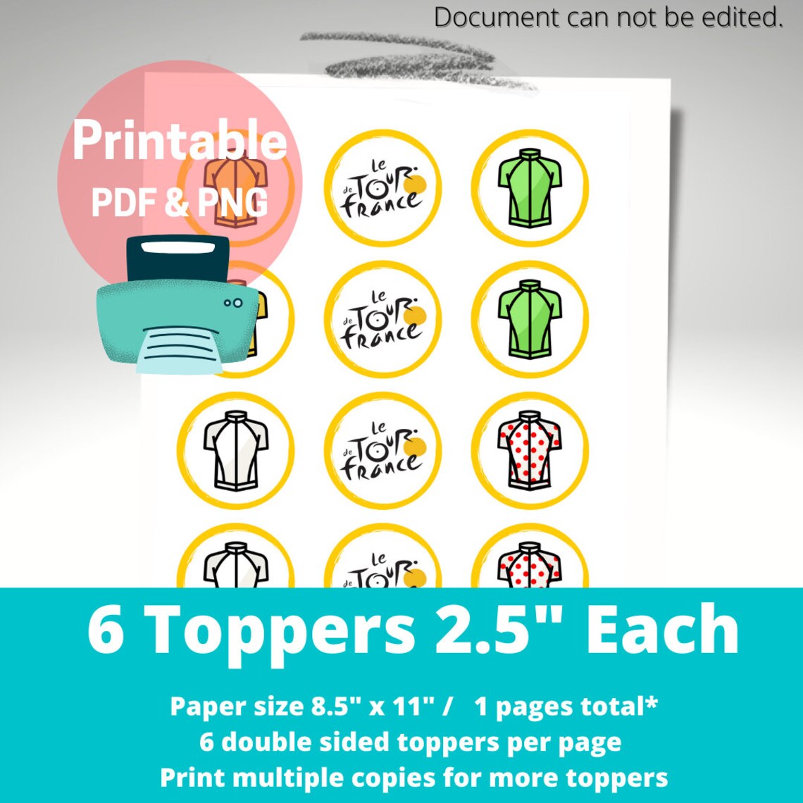 Printable Tour De France Cupcake Toppers INSTANT DOWNLOAD - Etsy
