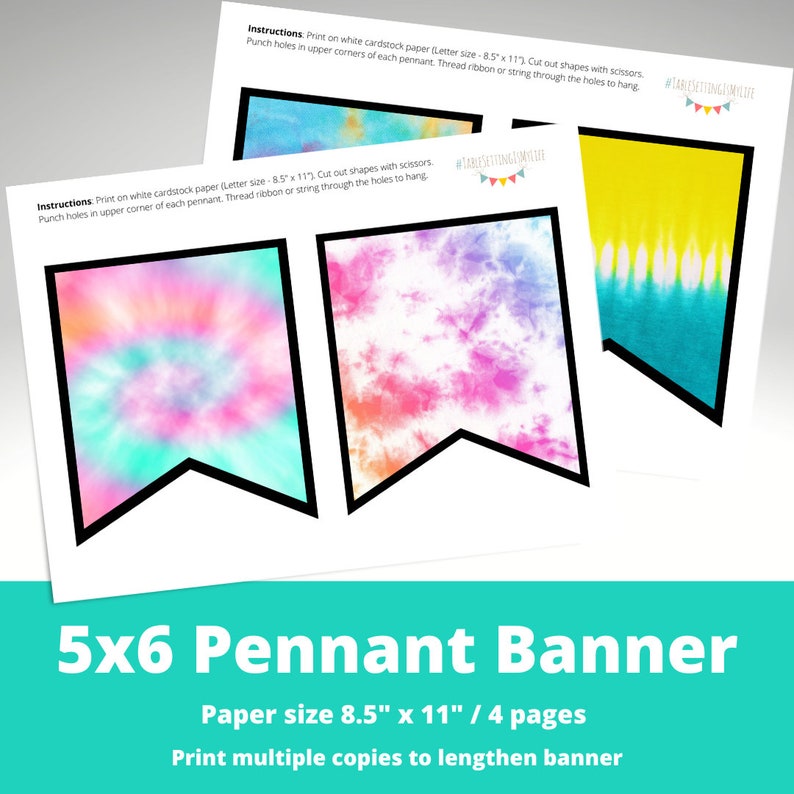 Printable Tie Dye Banner INSTANT DOWNLOAD - Etsy