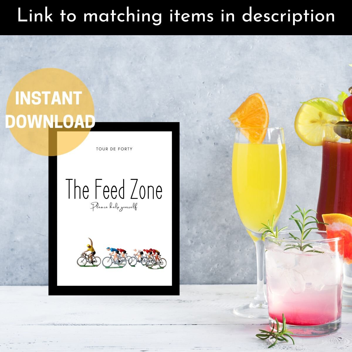 Tour De Forty Feed Zone Printable Food Sign, 3 Sizes, Tour De France ...