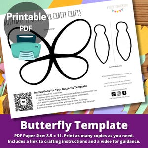 Fluttering Paper Butterfly Template for Kids Crafts - Digital Download ...