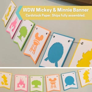 Mickey and Minnie Disney World Banner, WDW Paper Decorations - Etsy