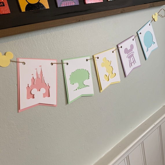 Disney World Banner Pastel MICKEY WDW Paper Decorations - Etsy