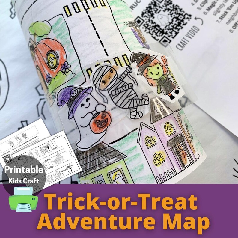 Halloween Trick-or-treat Adventure Map - Kids Craft Project - Digital ...