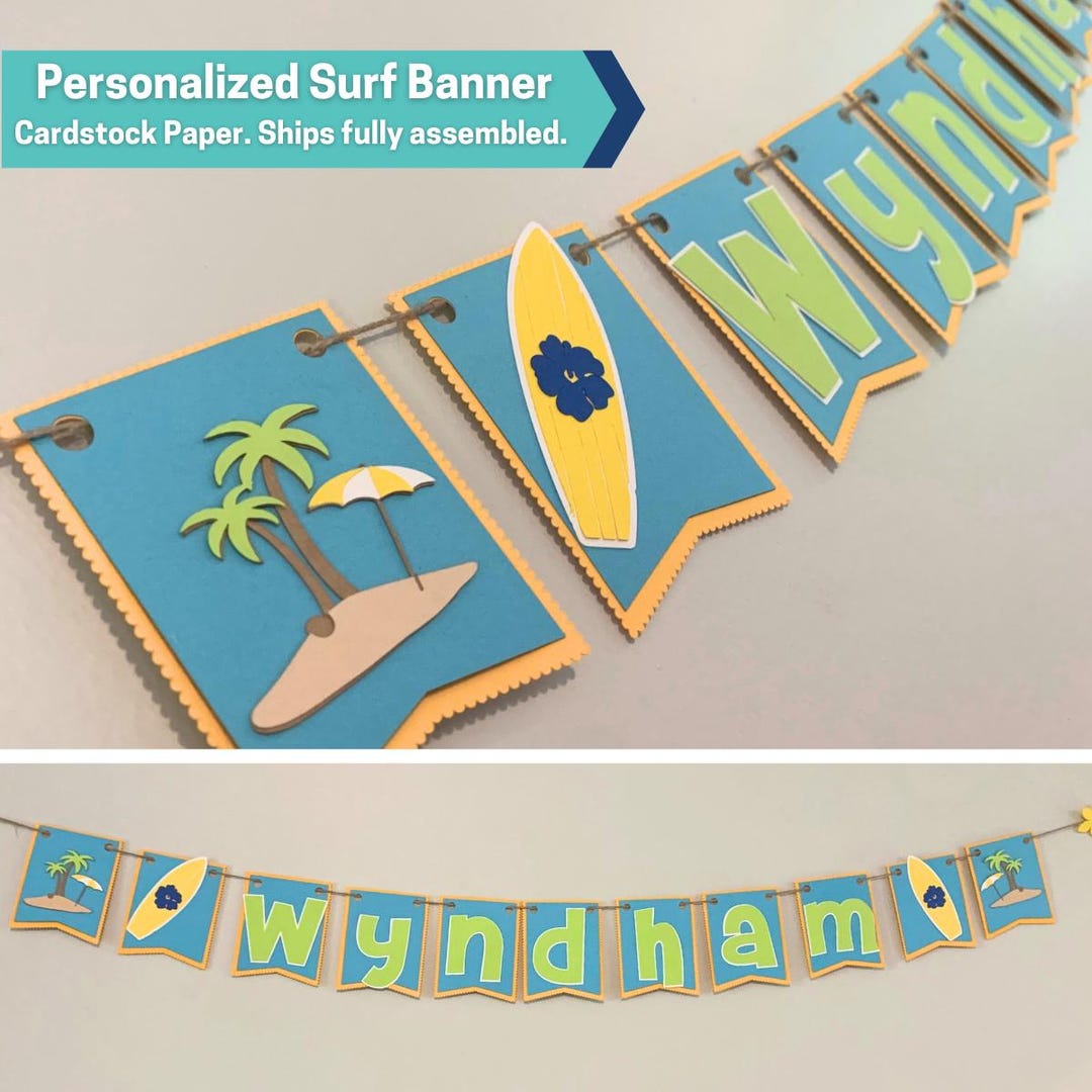 Personalized Surf-themed Name Banner - Tropical Vibes - Etsy