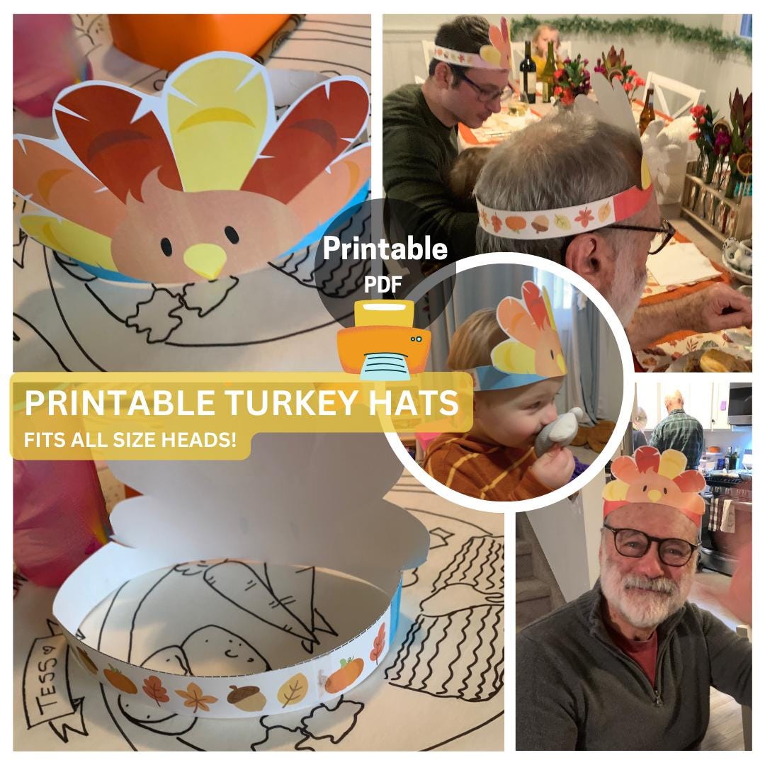 Paper Turkey Hat Variety Pack - Fun & Colorful Thanksgiving Headgear - Etsy
