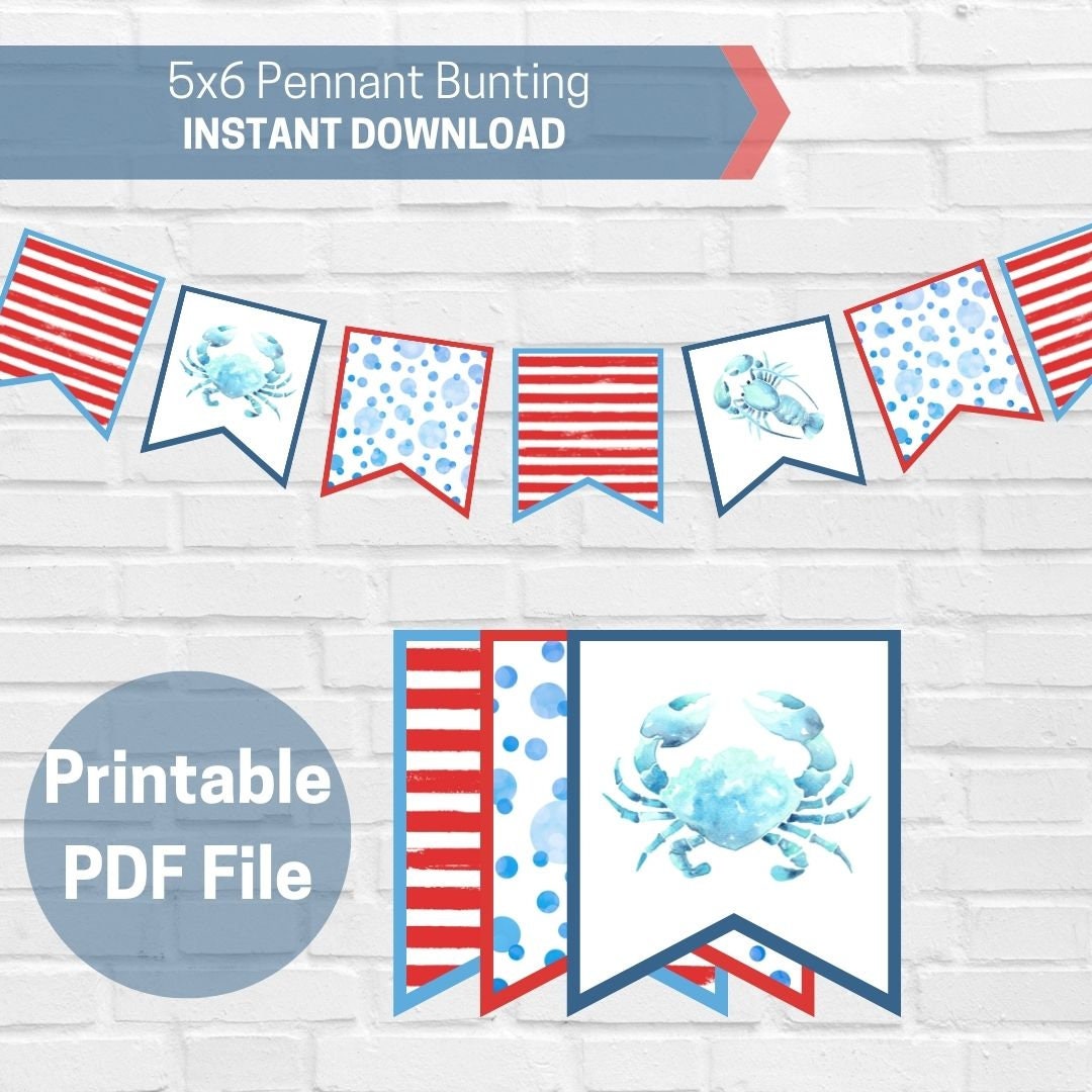 Crab and Lobster Summer Banner INSTANT DOWNLOAD - Etsy