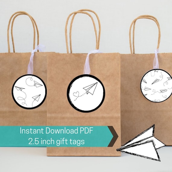 Printable Paper Airplane Favor Tags INSTANT DOWNLOAD - Etsy