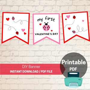 Ladybug First Valentine's Banner INSTANT DOWNLOAD - Etsy