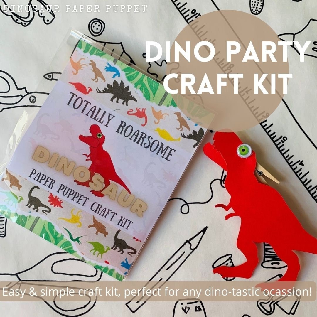 Dinosaur Paper Puppet Craft Kit, Party Favor Packaging DINO - Etsy