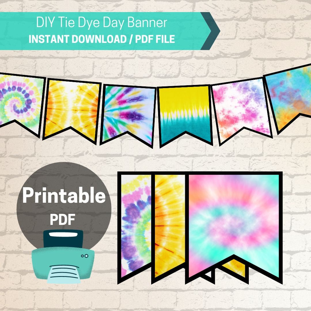 Printable Tie Dye Banner INSTANT DOWNLOAD - Etsy
