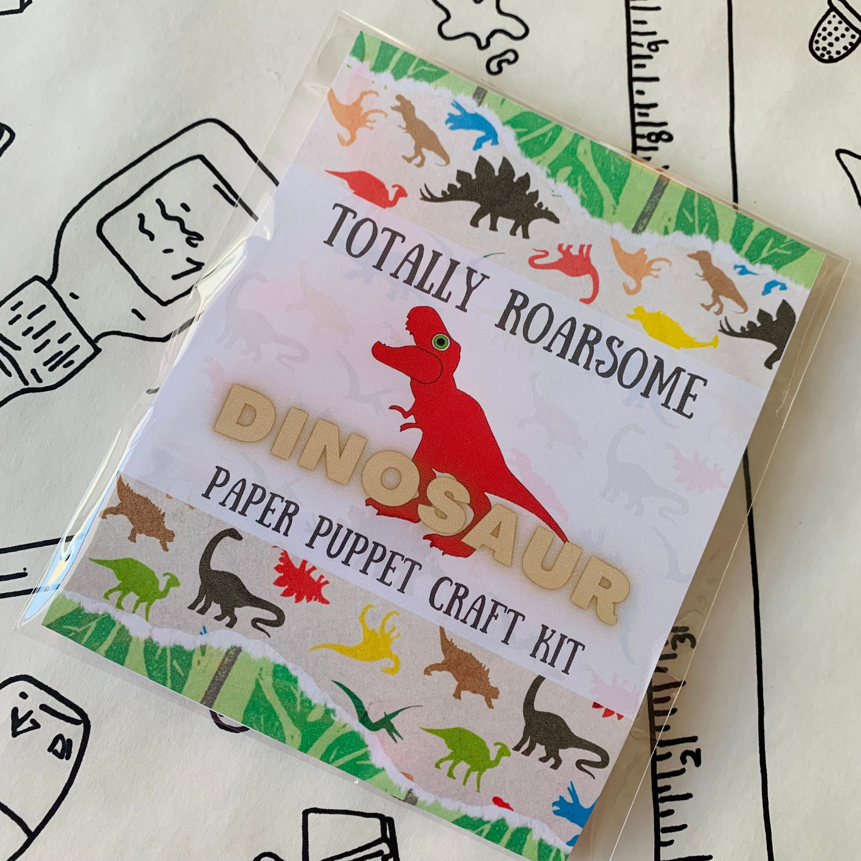 Dinosaur Paper Puppet Craft Kit Party Favor Packaging DINO | Etsy