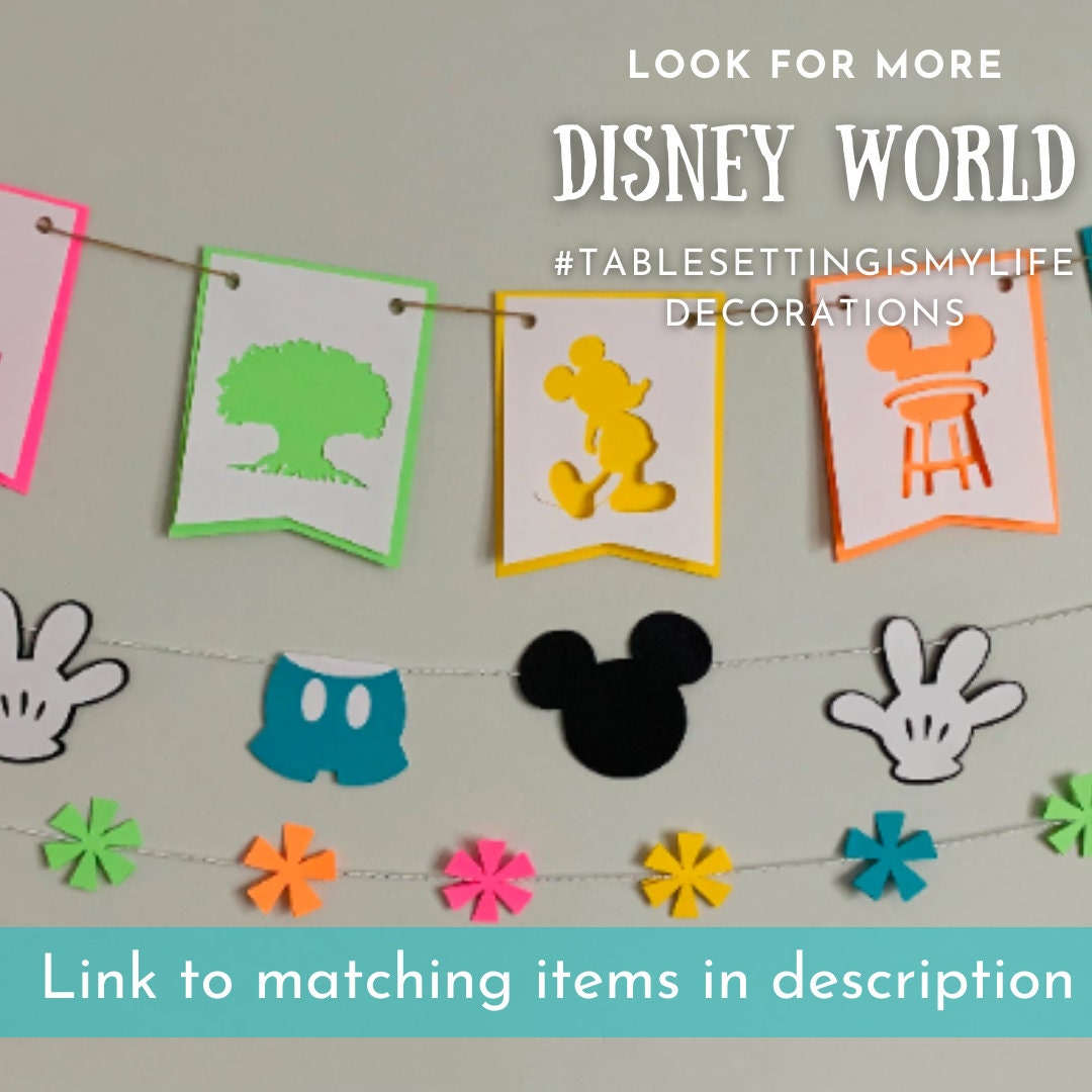 Mickey and Minnie Disney World Banner, WDW Paper Decorations - Etsy
