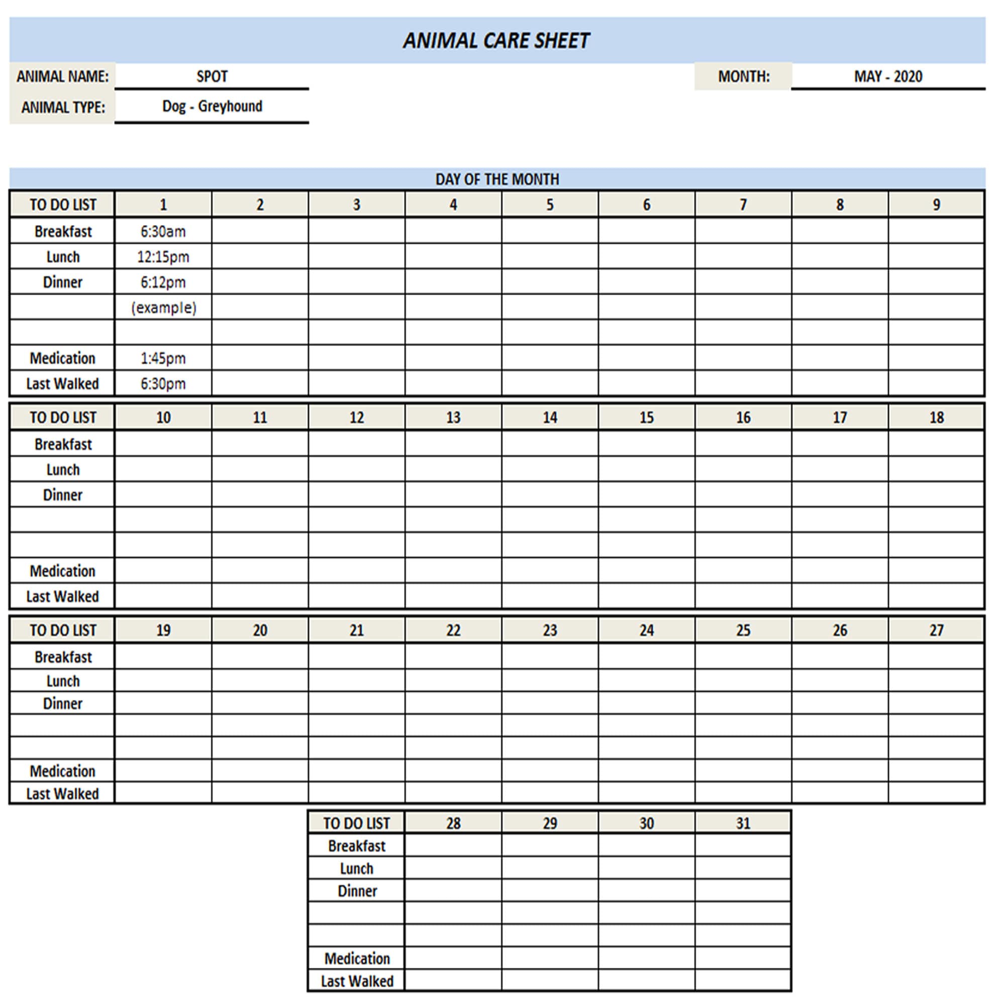 Animal Care Sheet Etsy animal-care-sheet-etsy