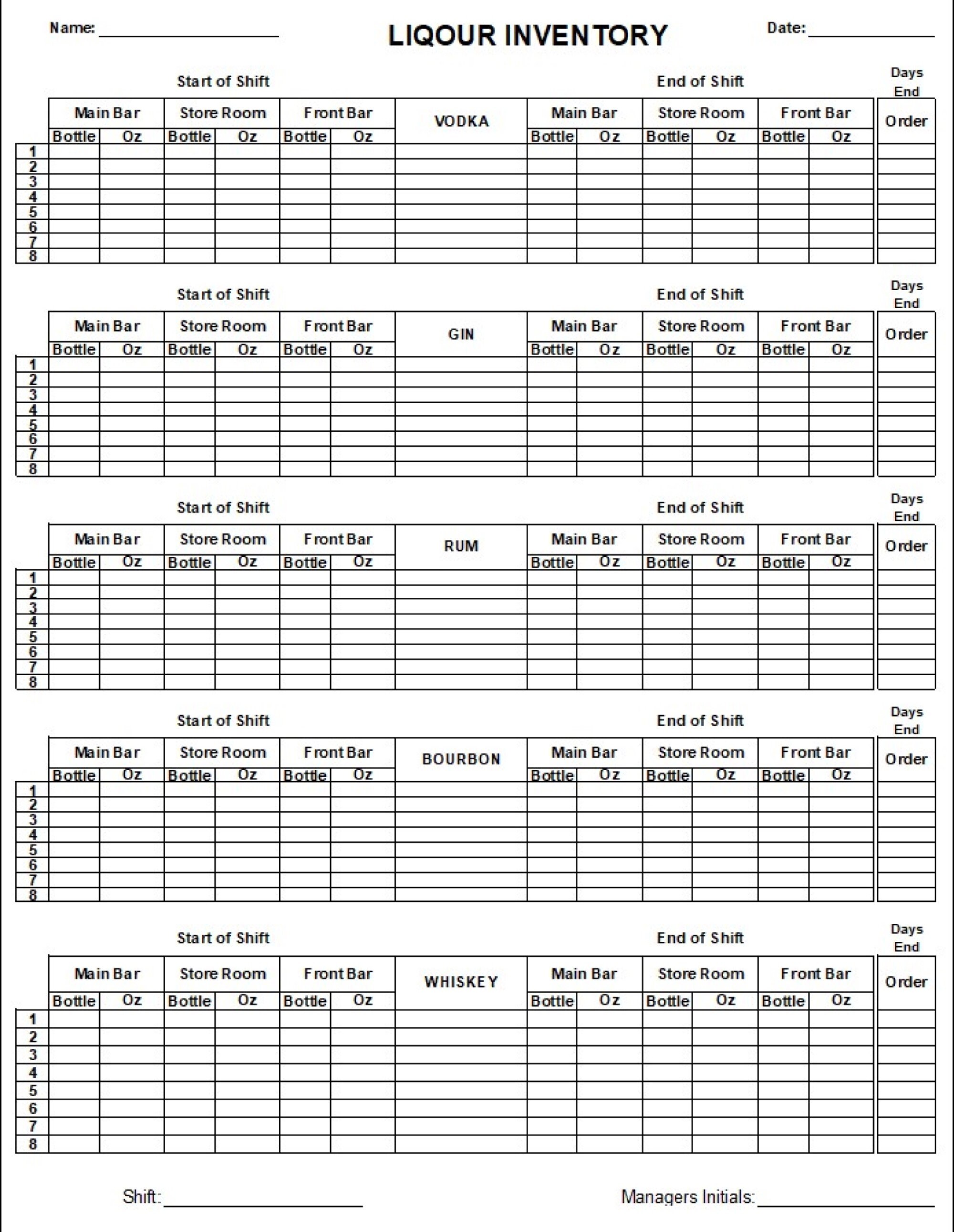 Bar Inventory Sheets Custom Order Etsy Bar Inventory Sheets Custom Order Etsy