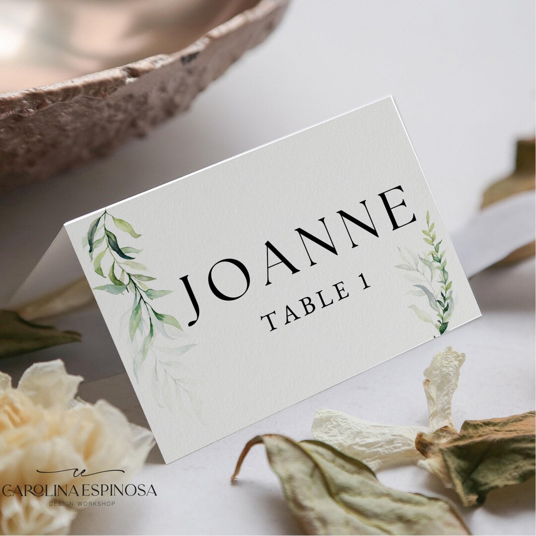 Olive Green Wedding Place Setting Stencil, Green Leaves Place Setting ...
