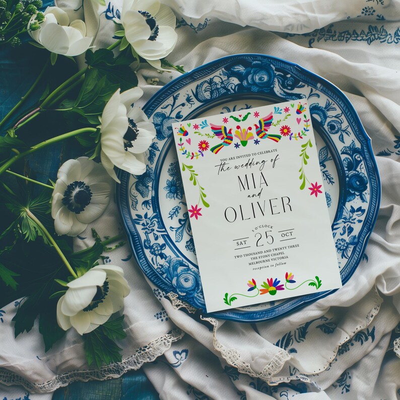 Editable and Printable 5x7 Mexican Tenango Embroidery Invitation ...