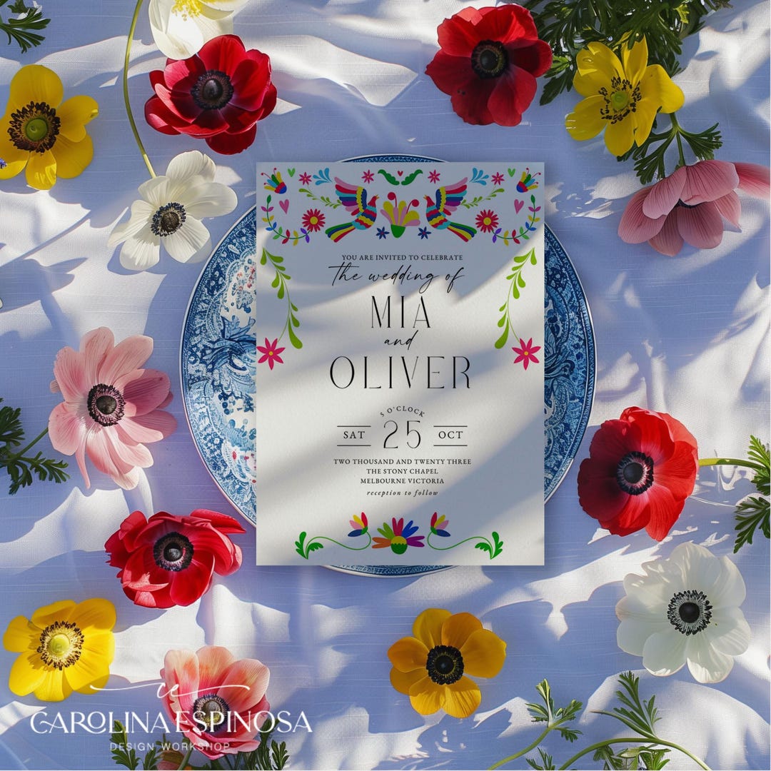 Tenango Wedding Invitation Template, Tenango Embroidery Invitation ...