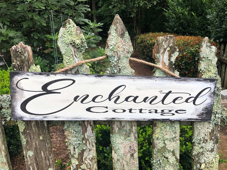 Enchanted Cottage Sign. Romantic Rustic Cottage Sign. Entryway - Etsy