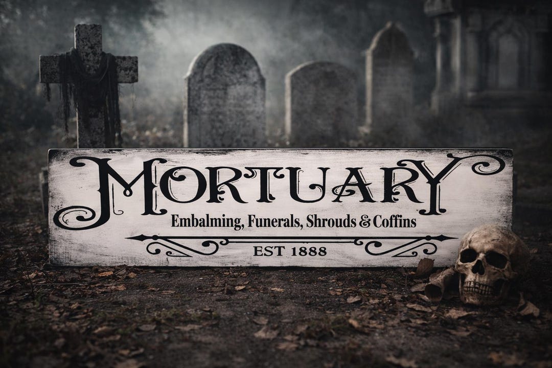 Mortuary Sign: Farmhouse Halloween Decor, Witchy Kitchen (5x24 Inches ...