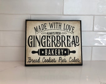 Gingerbread Bakery Sign Christmas Sign Primitive Christmas - Etsy