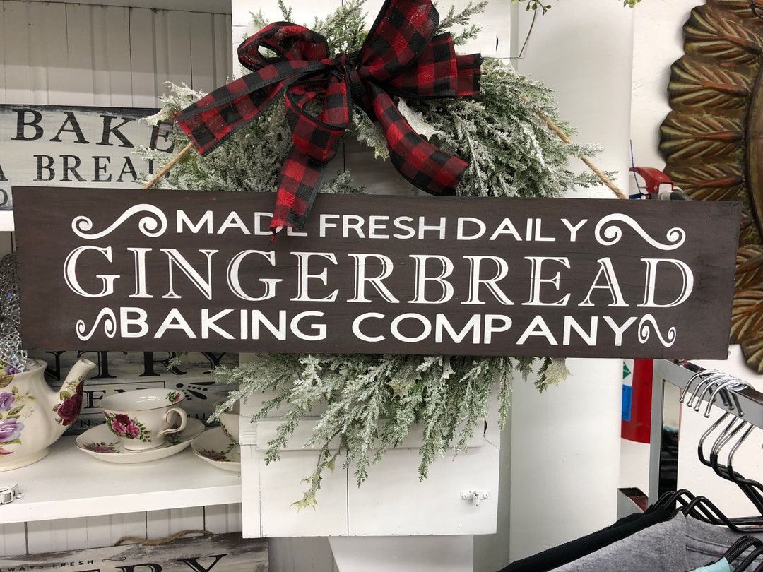 Gingerbread Baking Company Sign. Holiday Sign for Kitchen. Christmas ...