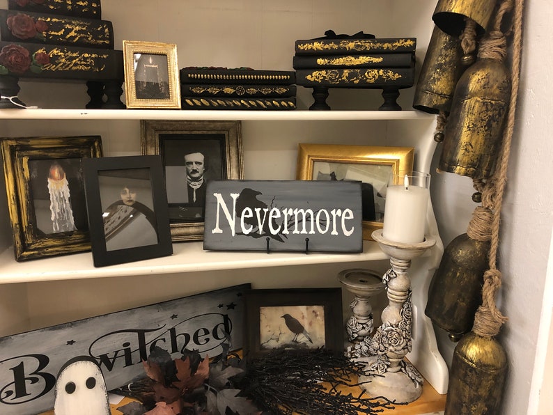 Nevermore Raven Sign. Edgar Allan Poe Decor. Halloween. Black Academia ...