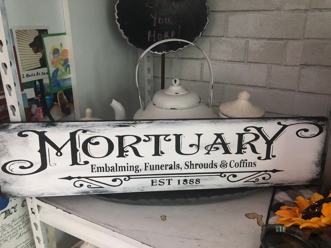 Mortuary sign. Halloween Kitchen bathroom sign. Witchy | Etsy