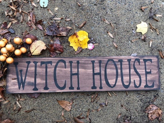 Witch House Sign Circular Steel "Witch On Broom" House Name Sign